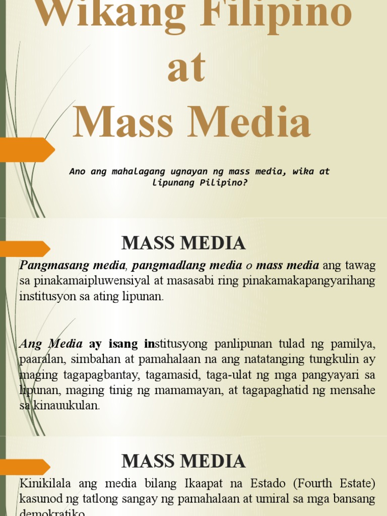 Wikang Filipino at MAss Media | PDF