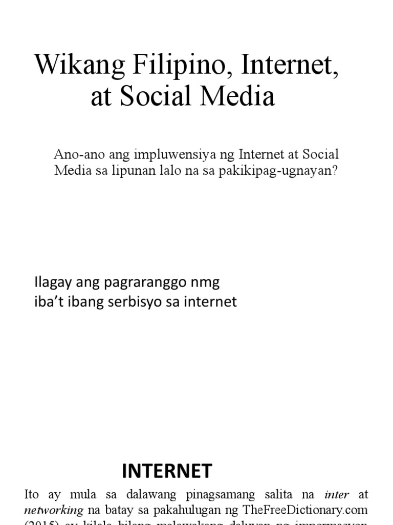 Wikang Filipino, Internet, at Social Media | PDF
