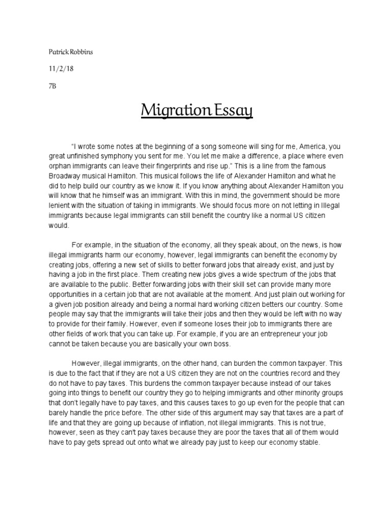 Argumentative Essay On Migration | PDF | Taxpayer | Taxes