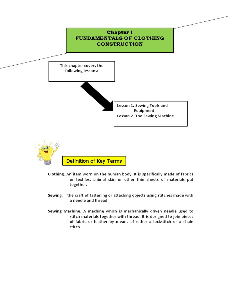 Chapter 1 Fundamentals of Clothing Construction | PDF | Sewing Machine ...