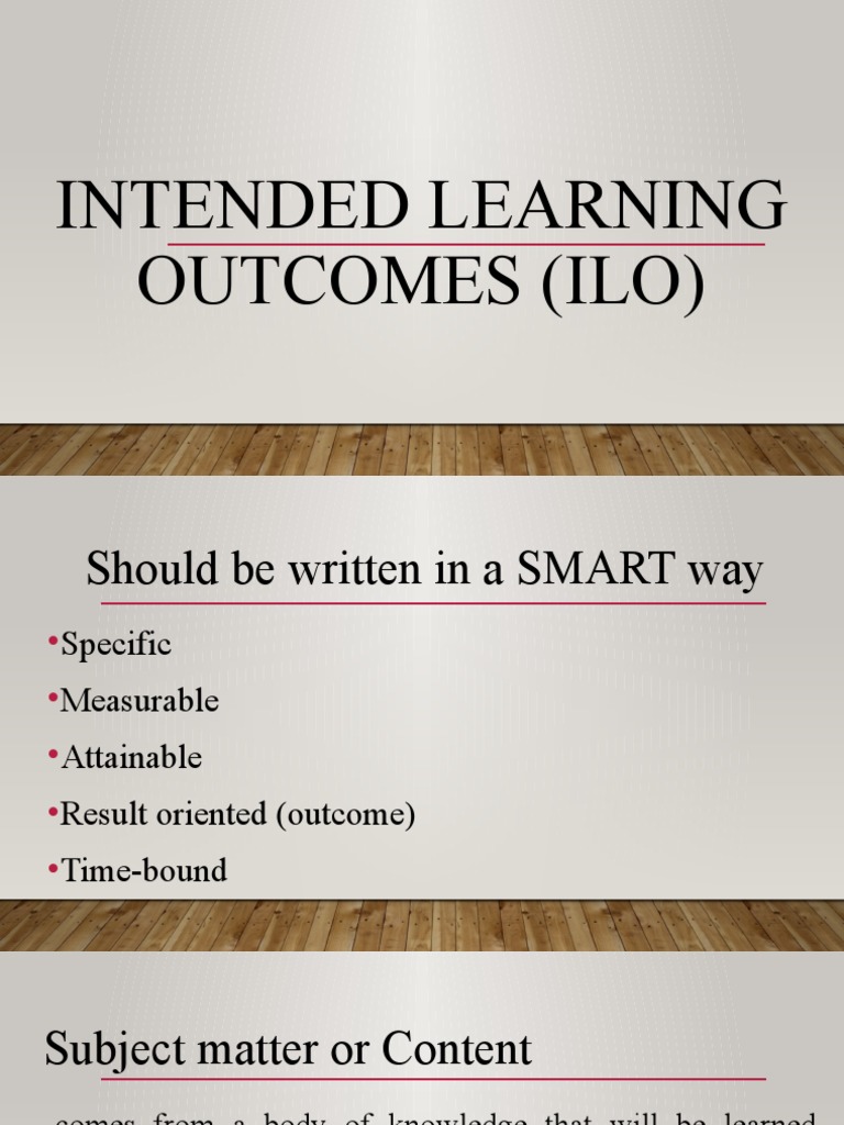 SMART Intended Learning Outcomes | PDF | Learning Styles | Inquiry ...