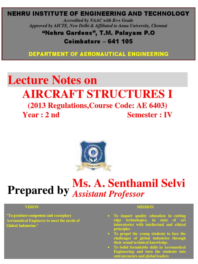 Aircraft Structures I: Lecture Notes On | PDF | Buckling | Deformation ...