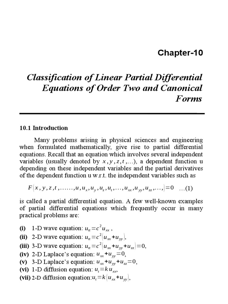 Classification of Linear Partial Differential Equations of Order Two ...