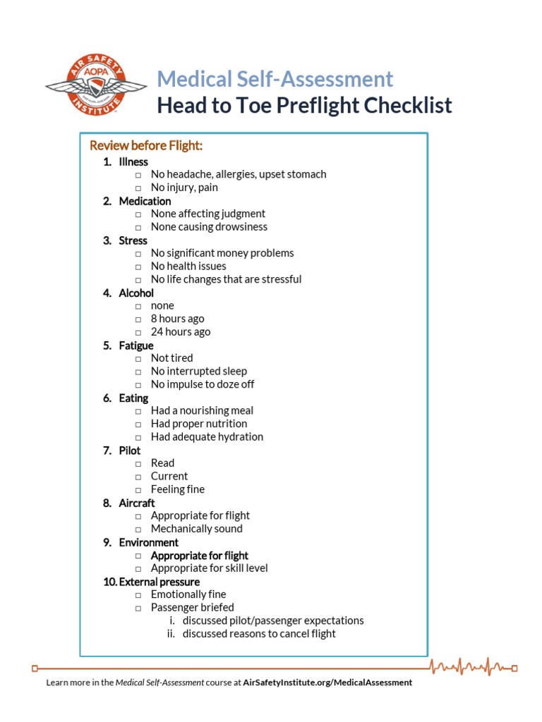 Preflight Medical Self-Assessment Checklist | PDF | Determinants Of ...