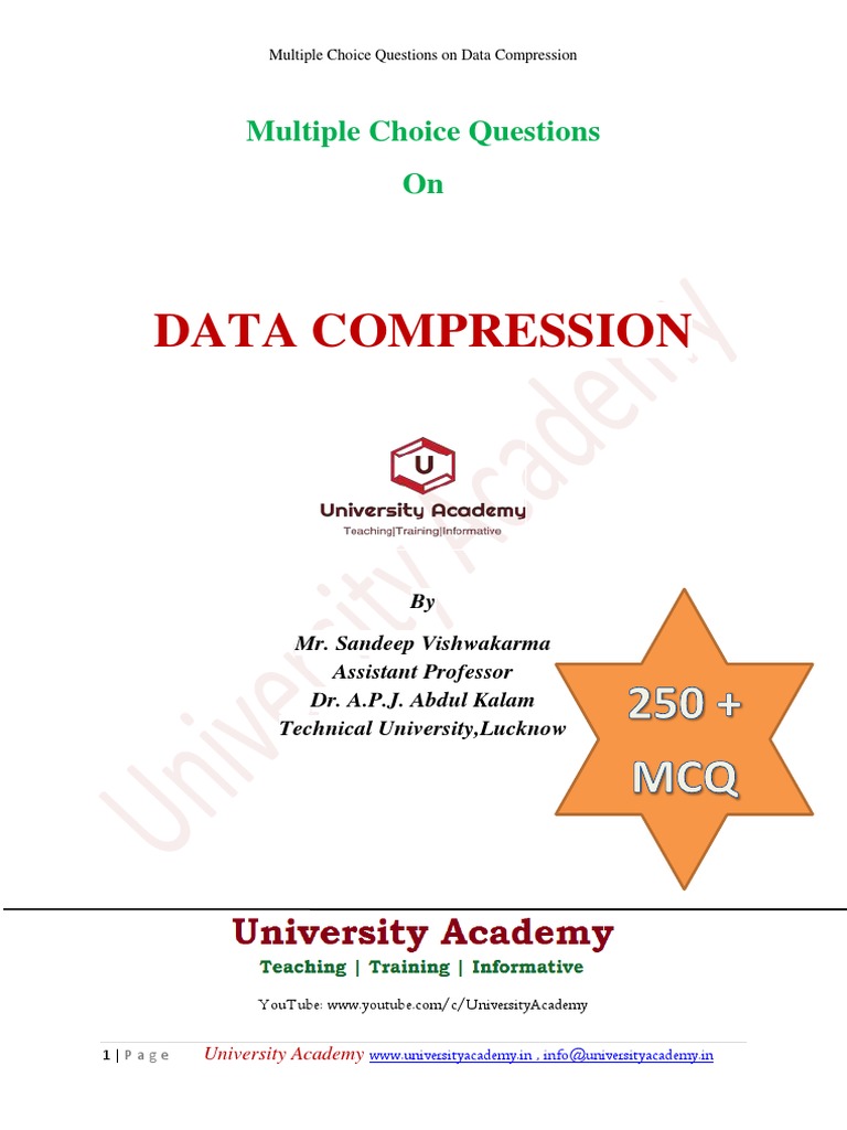 Data Compression MCQ With Previous Year Solved Paper | PDF | Data Compression | Code