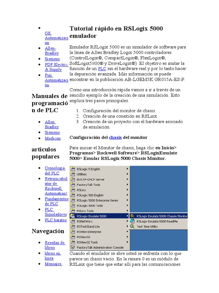 Manual Rslogix 5000 Emulator | PDF | Emulador | Hardware de la computadora