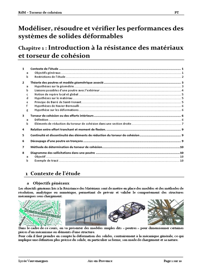 1 Torseur Cohésion | PDF | Résistance des matériaux | Flexion (matériau)