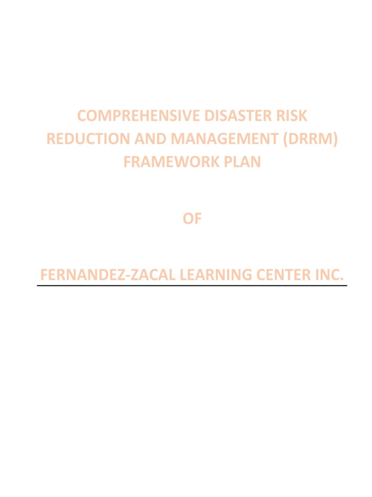 Comprehensive Disaster Risk Reduction and Managment Framework Plan For ...