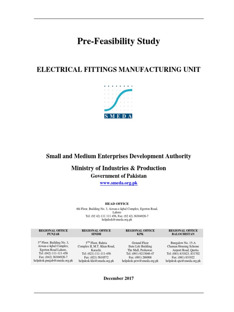 Electrical Fittings Manufacturing Unit Rs. 5.61 Million Dec-2017 | PDF ...