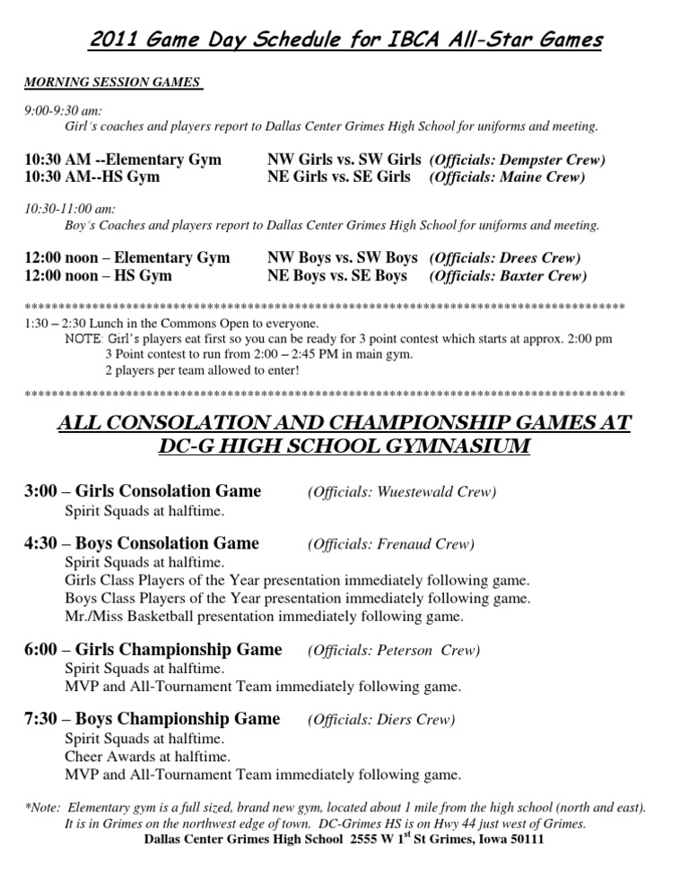 242 - 2011 Game Day Schedule | PDF