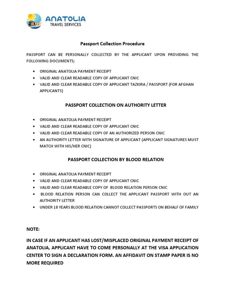 Passport Collection Procedure | PDF