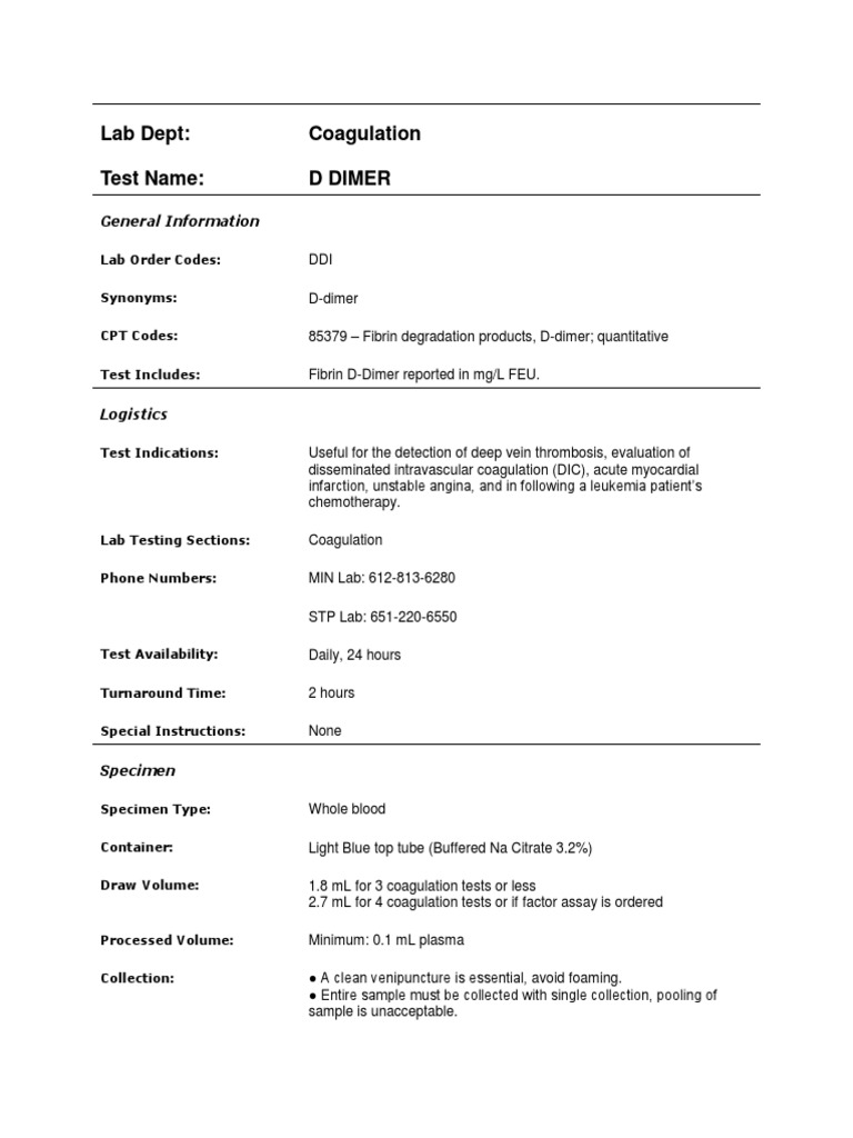 D Dimer | PDF | Coagulation | Anatomy