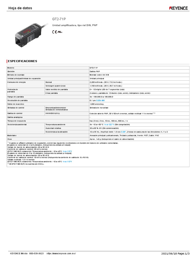 GT2-71P Datasheet | PDF | Ingeniería Informática | Electricidad
