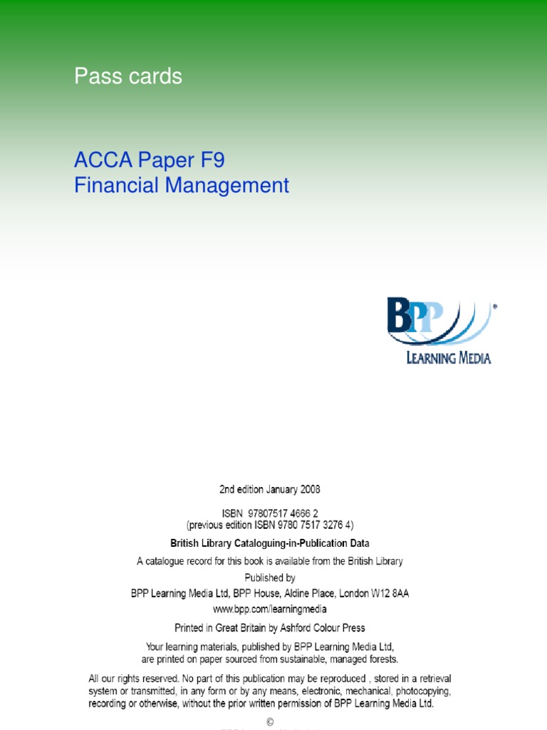 BPP - F9 Passcards | PDF
