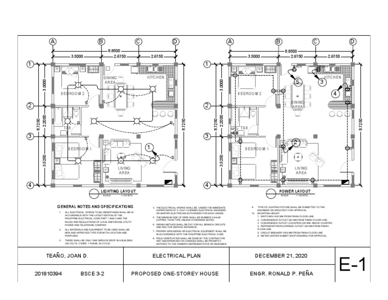 E1 - Lighting and Power Layout | PDF | Electrical Components | Equipment