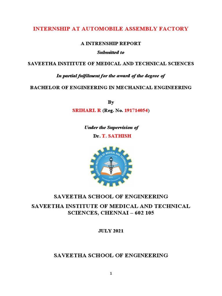 Template - Intrenship Report | PDF | Vocational Education | Science