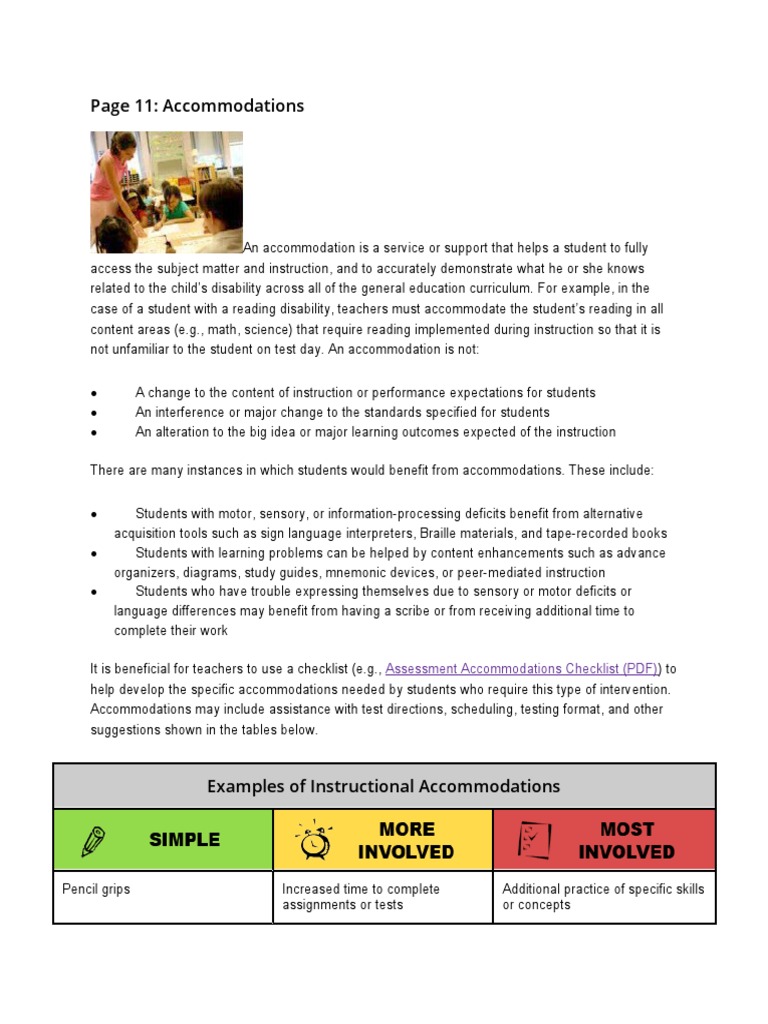 Page 11: Accommodations: Assessment Accommodations Checklist PDF | PDF ...