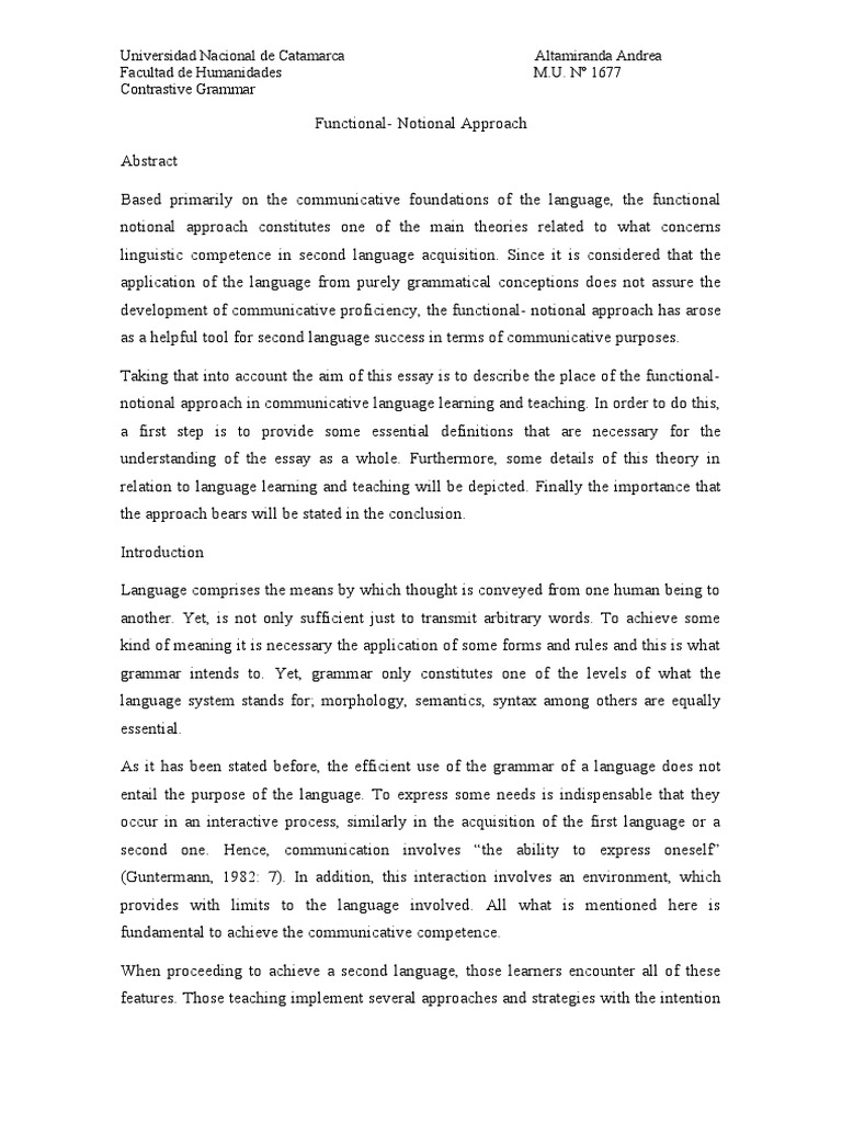 Functional-Notional Approach | PDF | Language Acquisition | Second Language