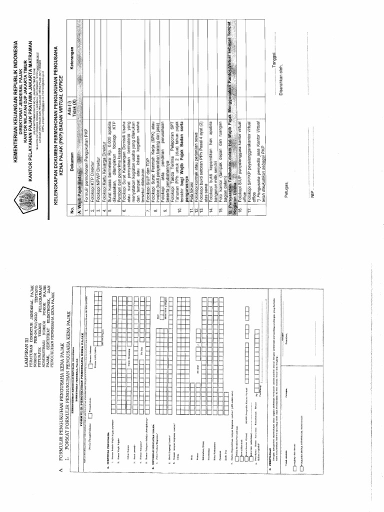 Formulir Dan Kelengkapan PKP | PDF