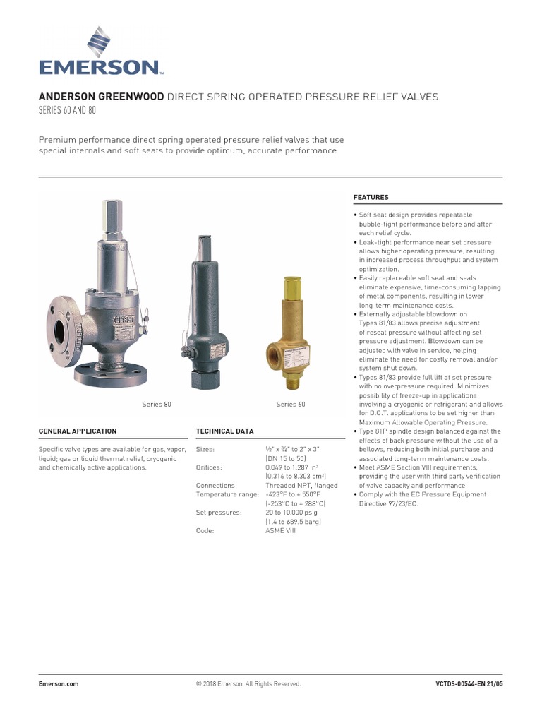 Data Sheets Series 60 80 Direct Spring Operated Pressure Relief Valves ...