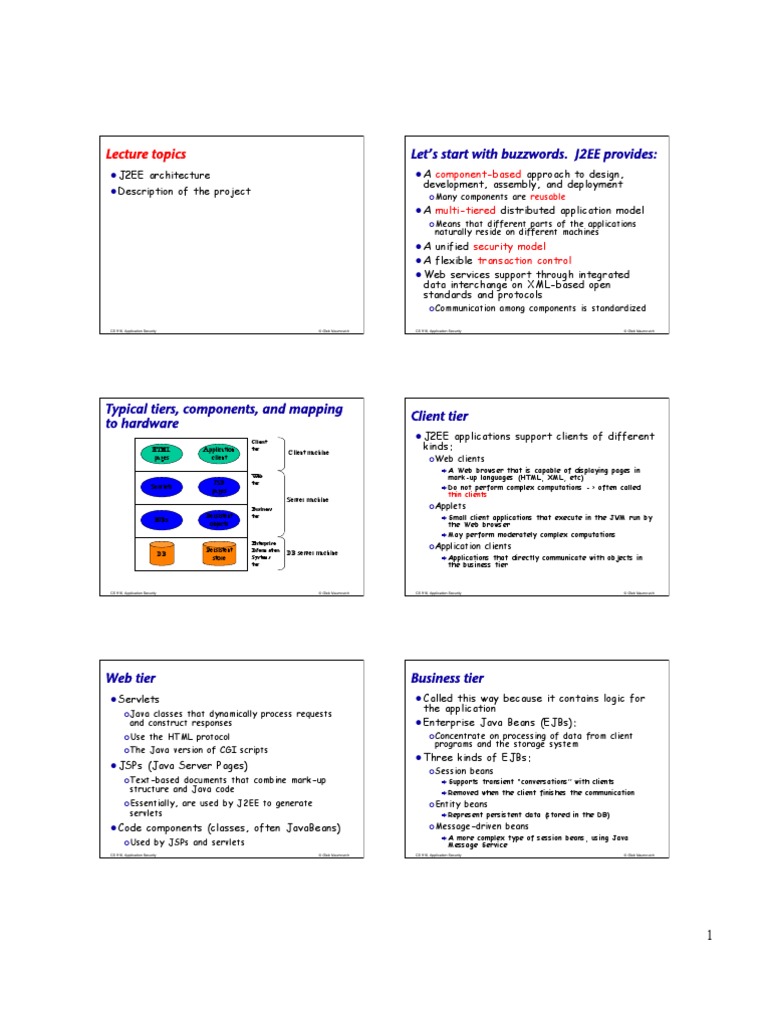 Lecture Topics: Let's Start With Buzzwords. J2EE Provides | PDF | Java ...