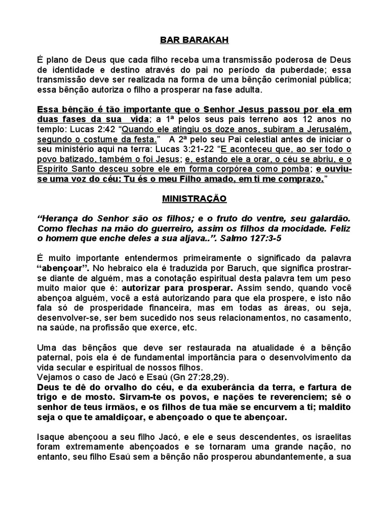 Bar Bat Barakah | PDF | Jacó | Bênção