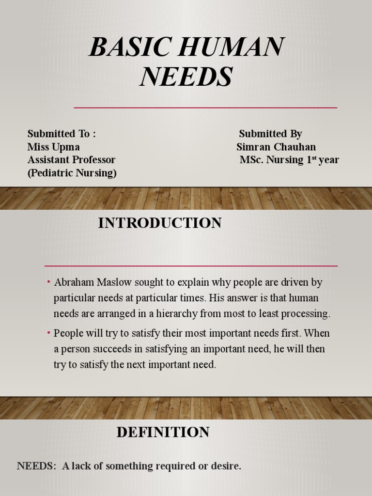 Basic Human Needs | PDF | Human Nature | Psychology