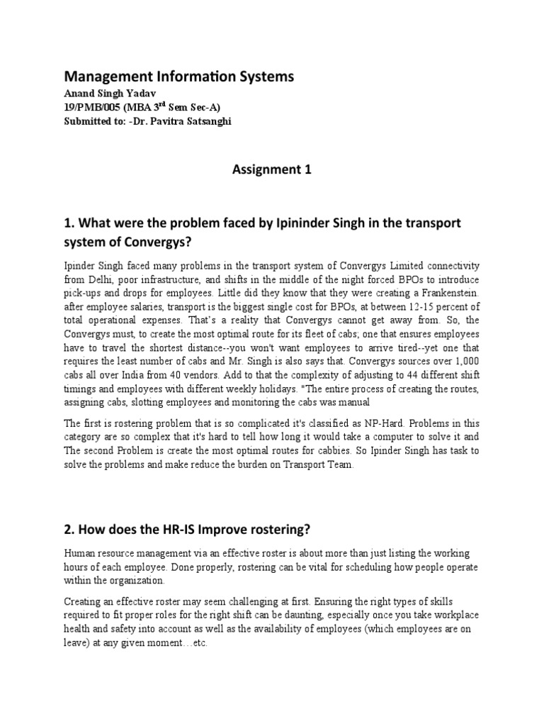 Management Information Systems: Assignment 1 | PDF | Transport | Barcode
