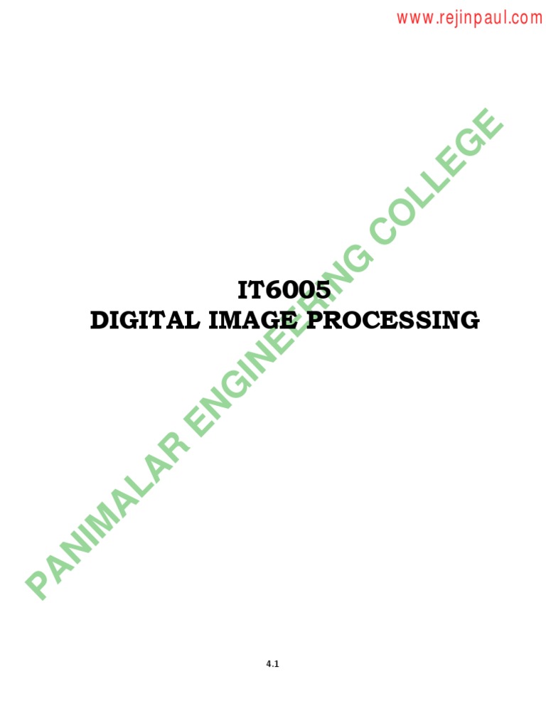 Panimalar Engineering College: IT6005 Digital Image Processing | PDF | Image Resolution ...