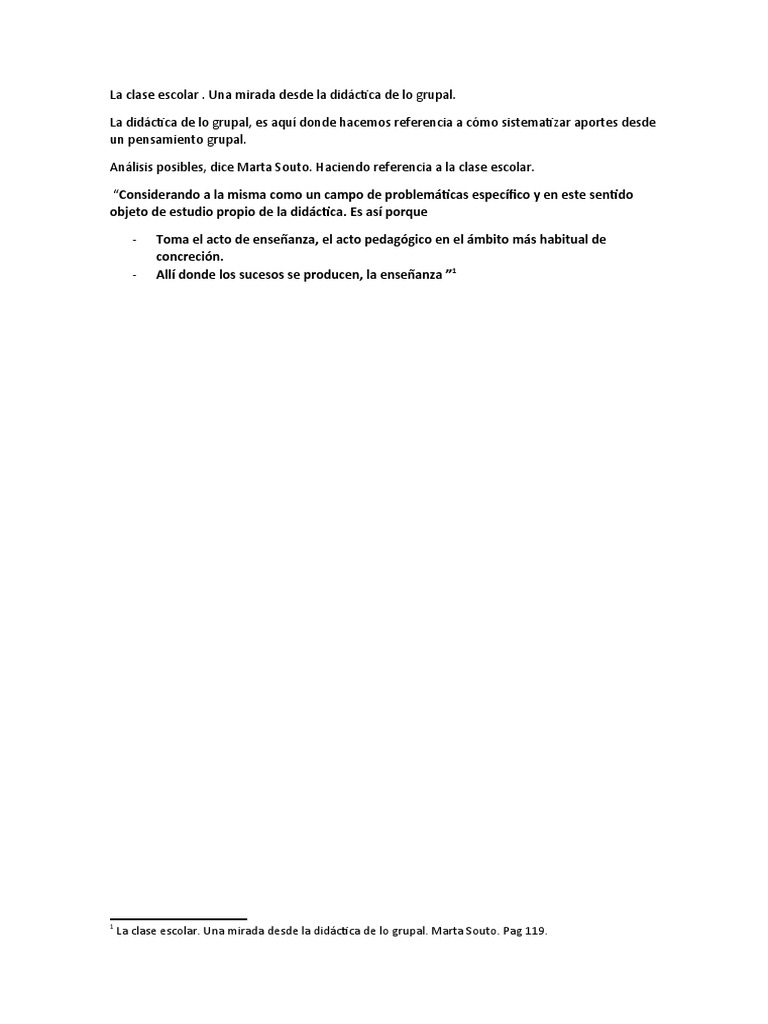 La clase escolar según Marta Souto | PDF | Filosofía | Ciencia y ...