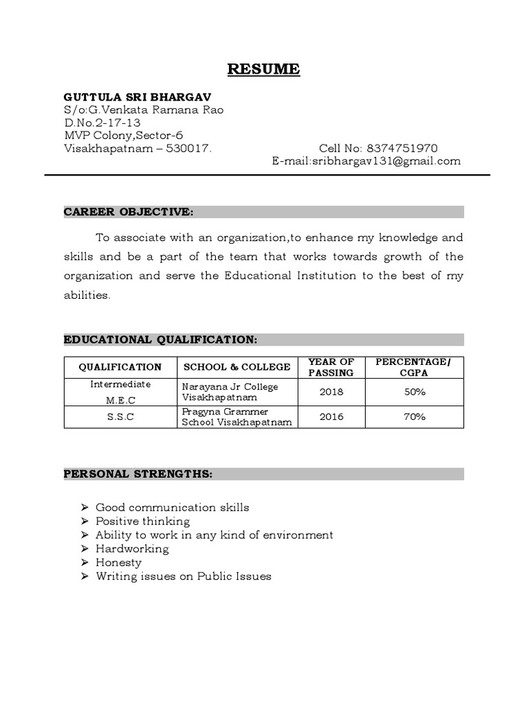 Bhargav Resume | PDF | Wellness