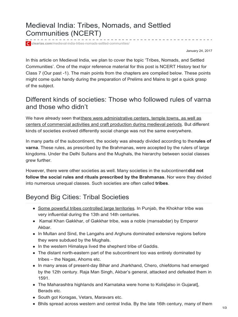 Tribes, Nomads, and Settled Communities of Medieval India: An Overview ...