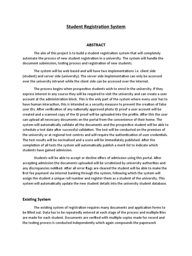 Student Registration System Abstract | PDF | Server (Computing) | Java ...