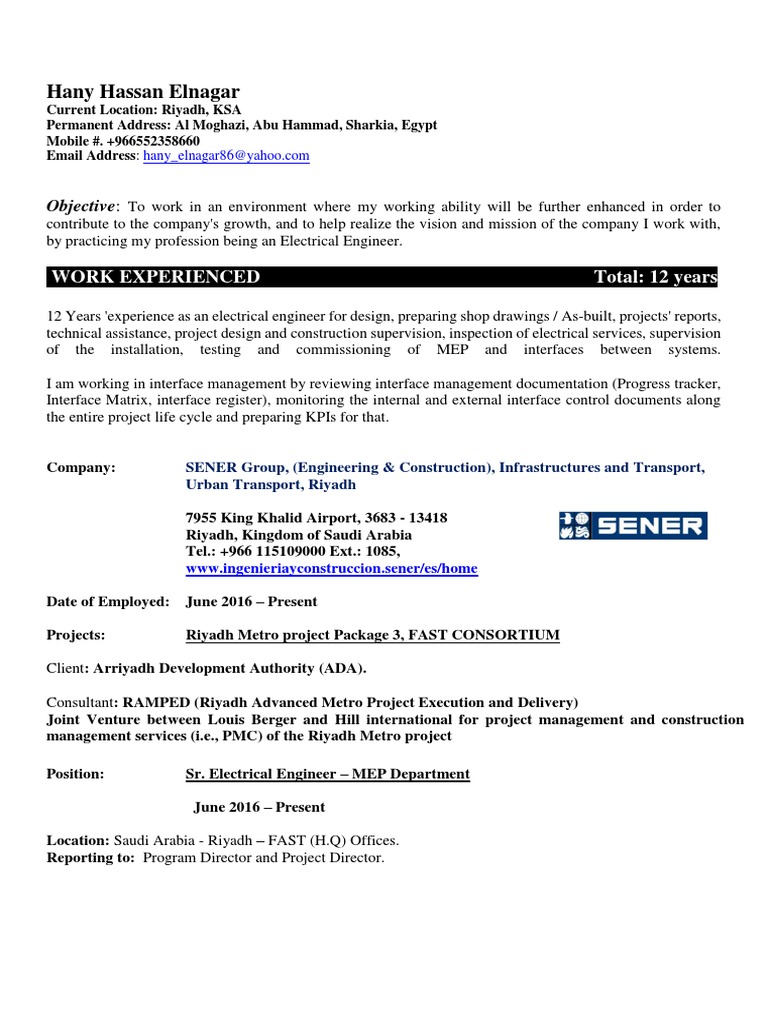 Engr. Hany Elnagar CV - Sr. Electrical Engineer (18!08!2020 ...