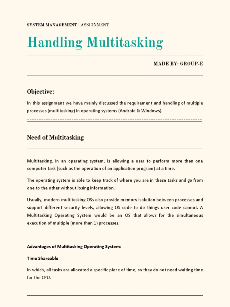 Multitasking Handling by Operating Systems | PDF | Process (Computing) | Operating System