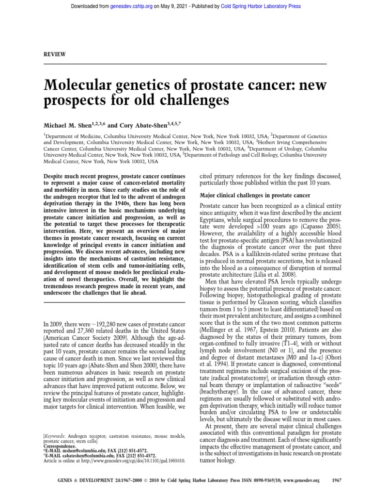 Genes Dev.-2010-Shen-1967-2000 | PDF | Prostate Cancer | Metastasis