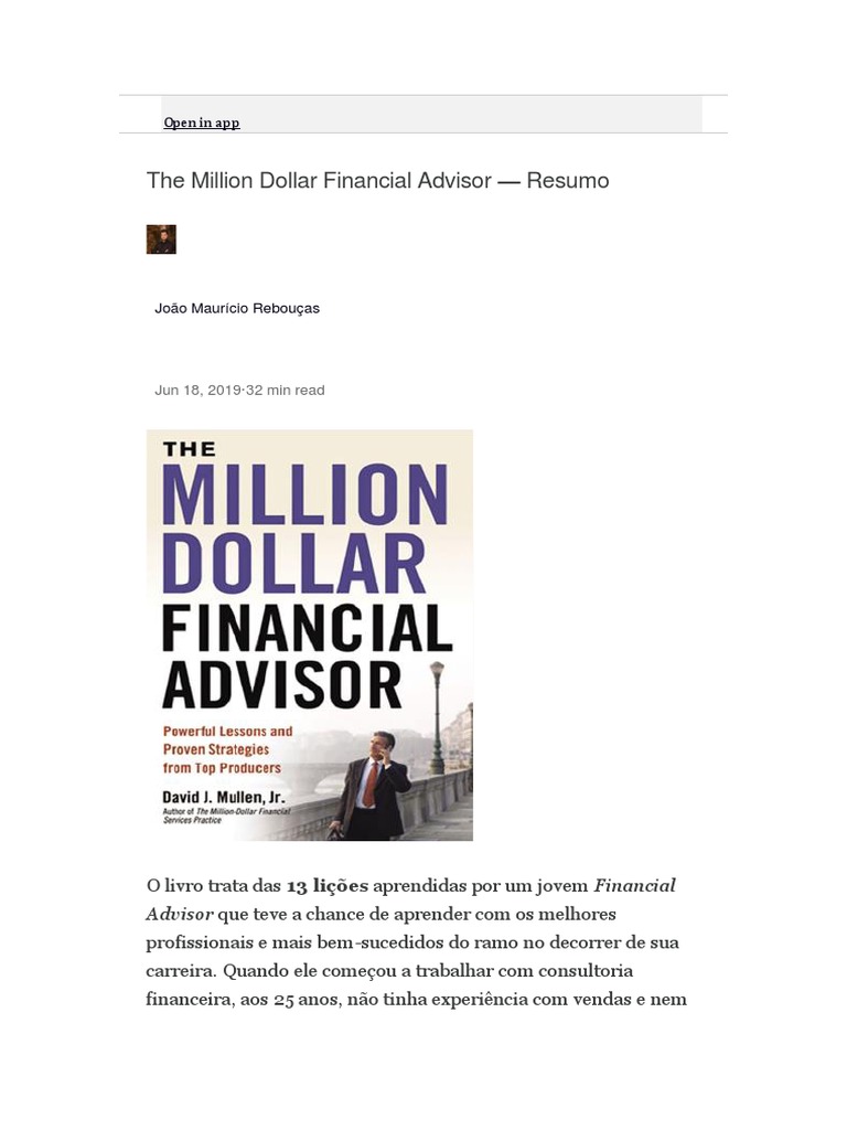 The Million Dollar Financial Advisor | PDF | Consultor | Investimentos
