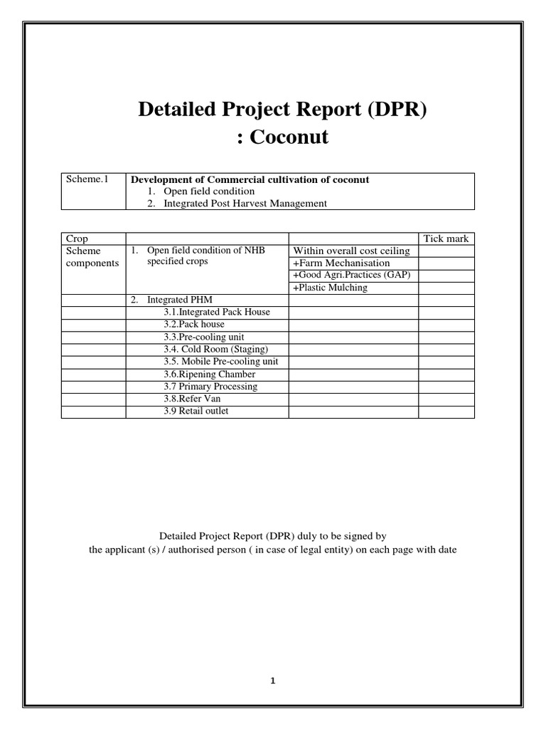 Detailed Project Report (DPR) : Coconut: Development of Commercial ...