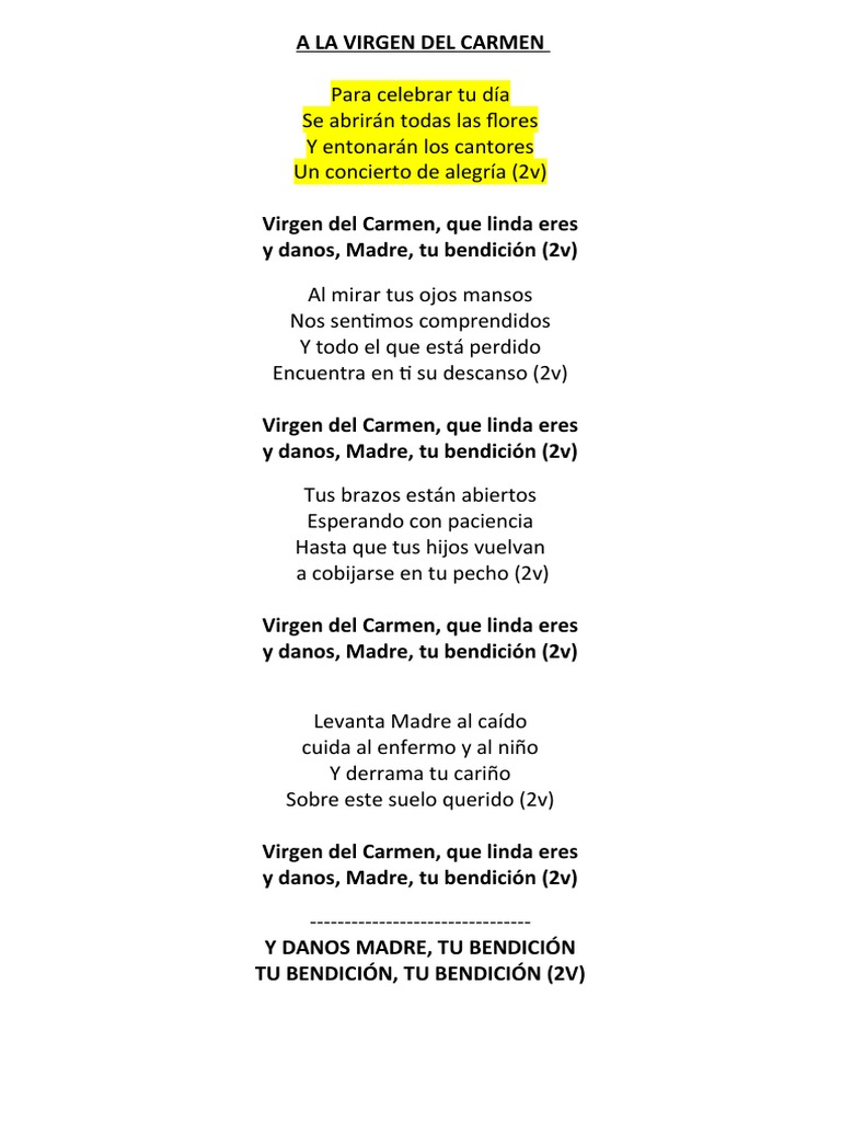 Canto a la Virgen del Carmen | PDF