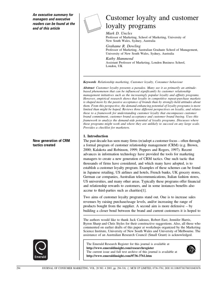 Customer Loyalty and Customer Loyalty Programs | PDF | Brand | Attitude ...