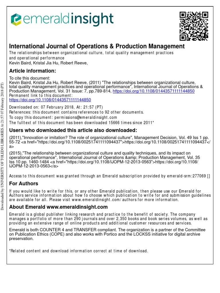 International Journal of Operations & Production Management | PDF ...