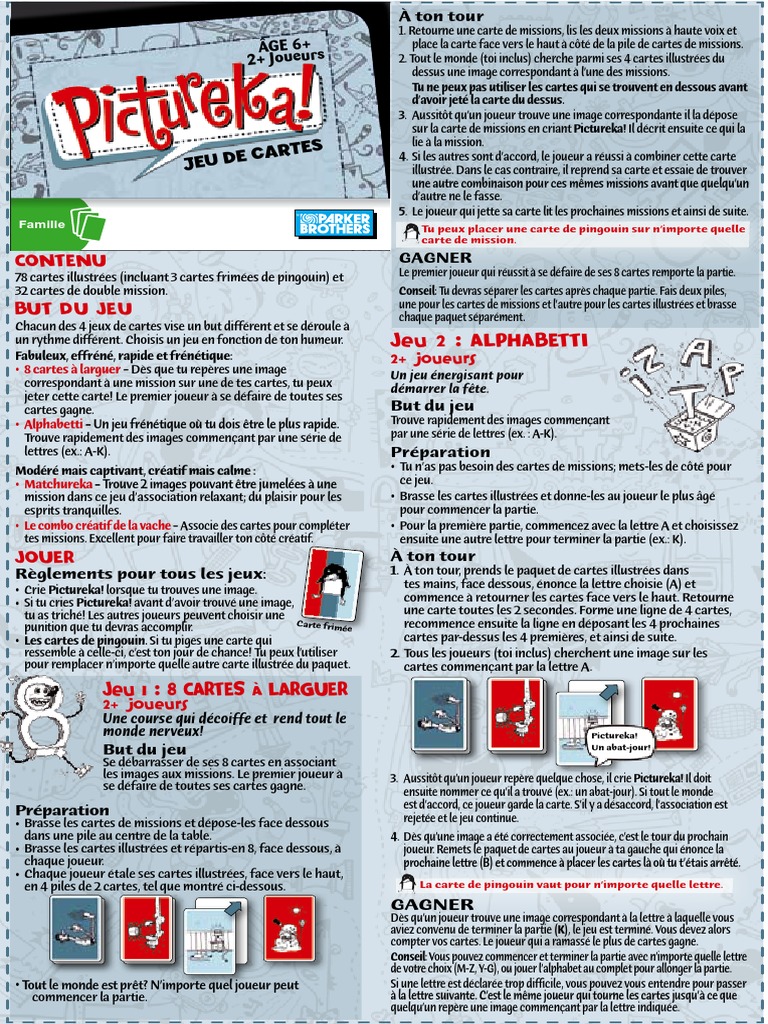 Instrucciones Pictureka Juego de Cartas en Francés | PDF | Leisure