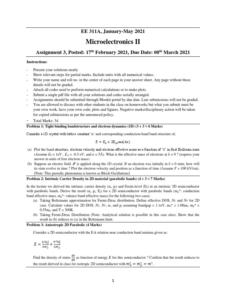 EE311A 2021 Assignment3 | PDF | Electrical Resistivity And Conductivity ...