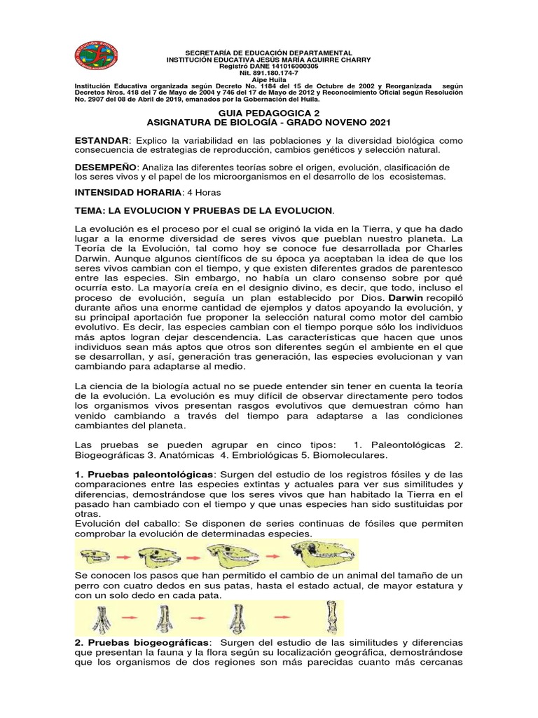 2 - Guia Pedagogica Biologia La Evolucion y Pruebas de La Evolucion ...