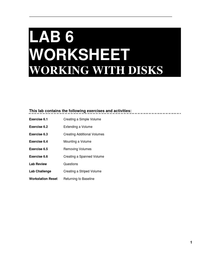 Lab 6 Worksheet: Working With Disks | PDF | Hard Disk Drive | Computer File