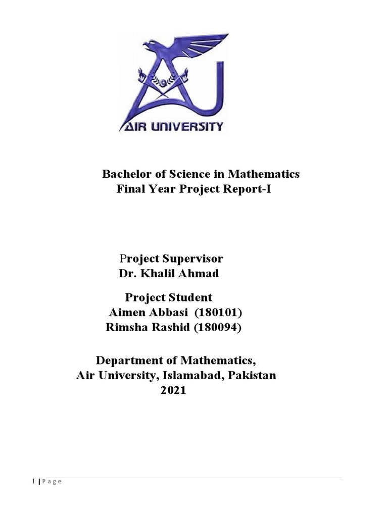Bachelor of Science in Mathematics Final Year Project Report-I | PDF ...