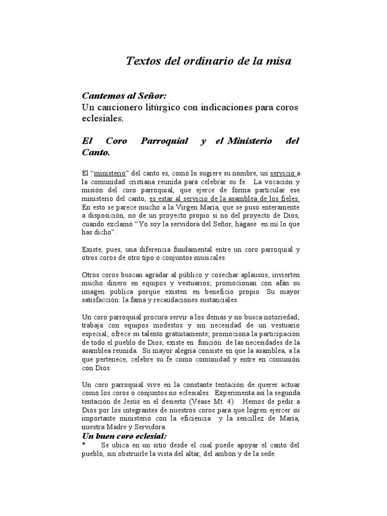 Textos Del Ordinario de La Mis3 | Descargar gratis PDF | eucaristía ...