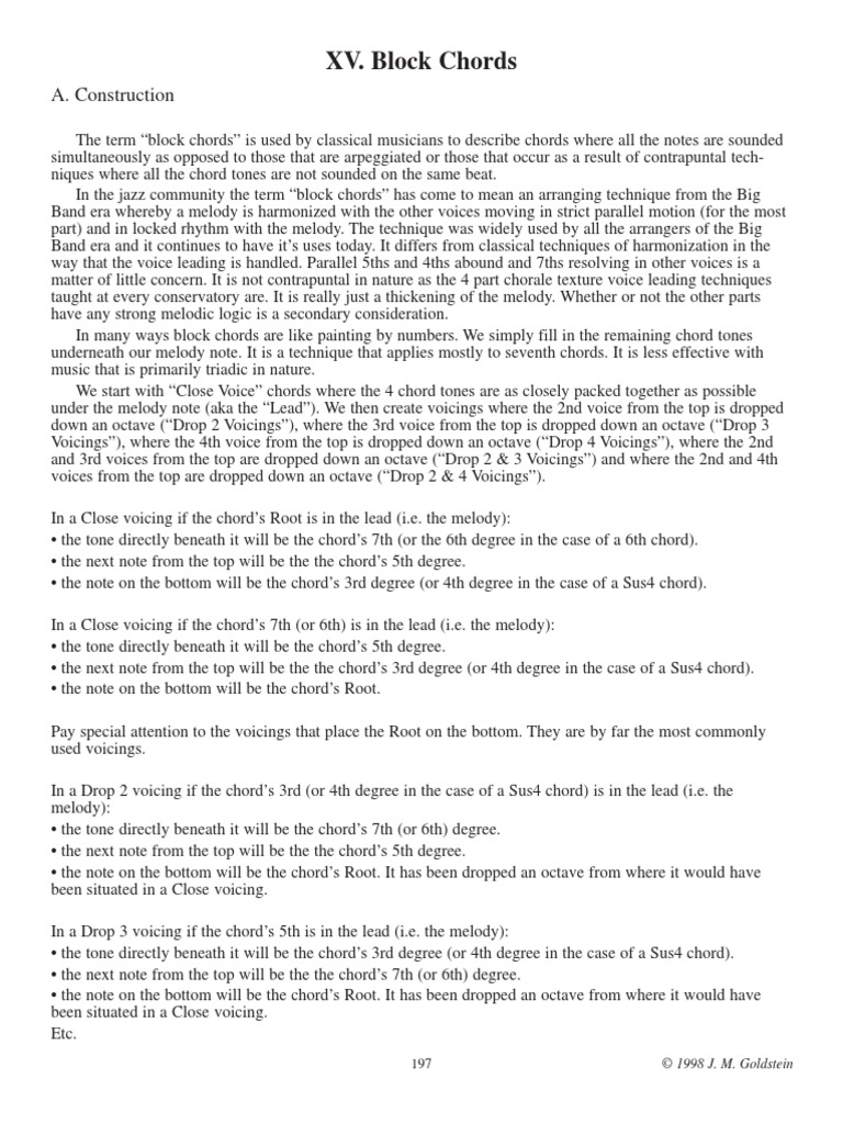 XV. Block Chords: A. Construction | PDF | Chord (Music) | Musical Notation