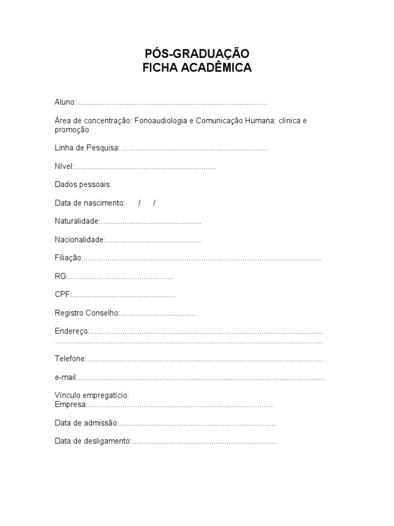 Ficha Academica | PDF | Carreira e Crescimento | Arte