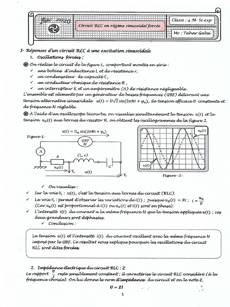 Cours Phy 4 - RLC Forcée | PDF